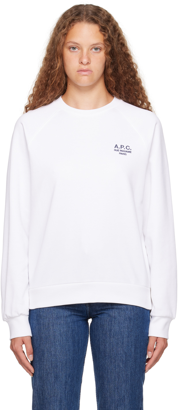 A.P.C.: Pull molletonné Sonia blanc | SSENSE France
