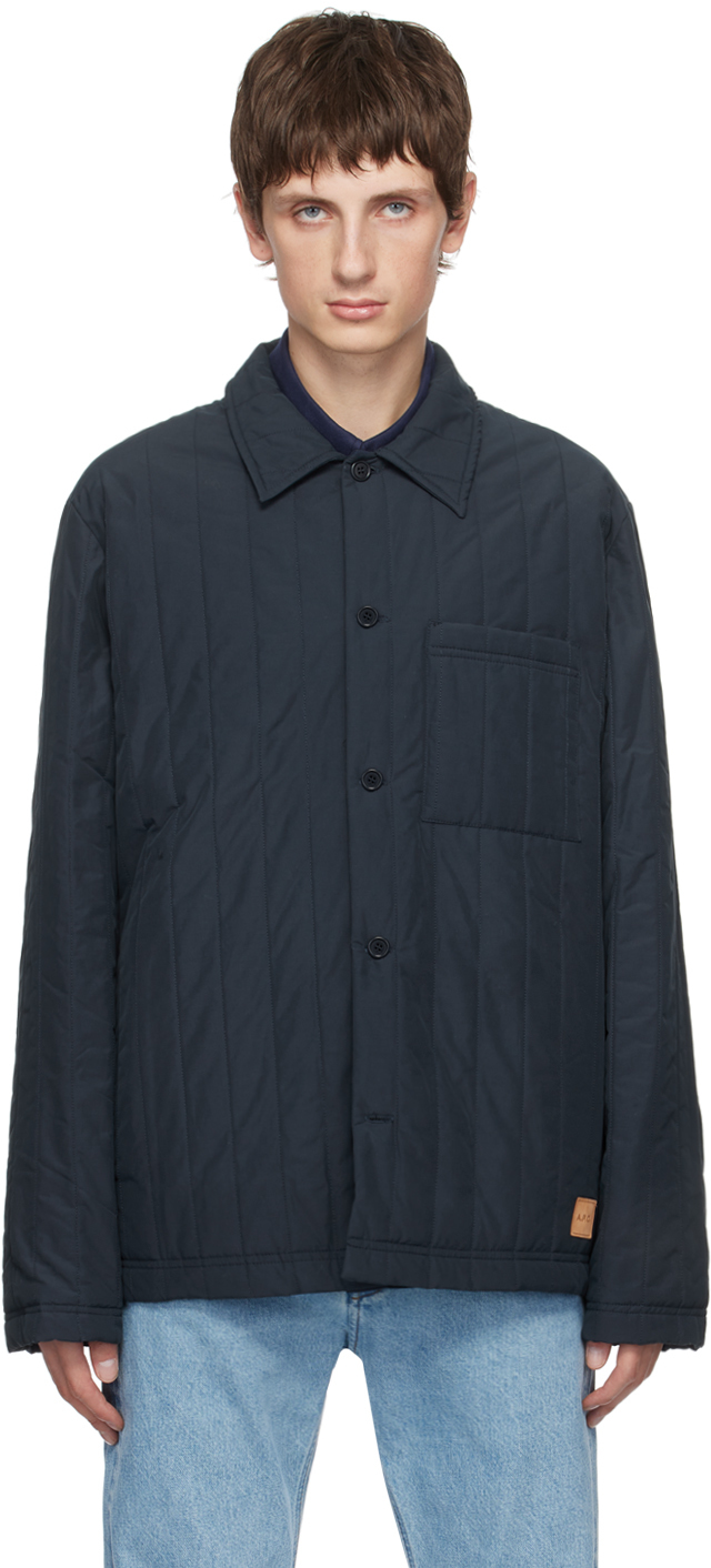 A.P.C.: Navy Hugo Jacket | SSENSE