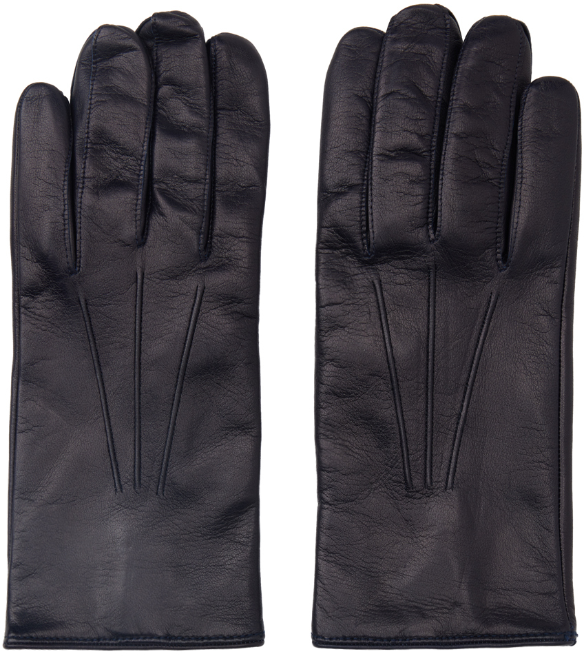 Navy Signature Stripe Gloves by Paul Smith on Sale