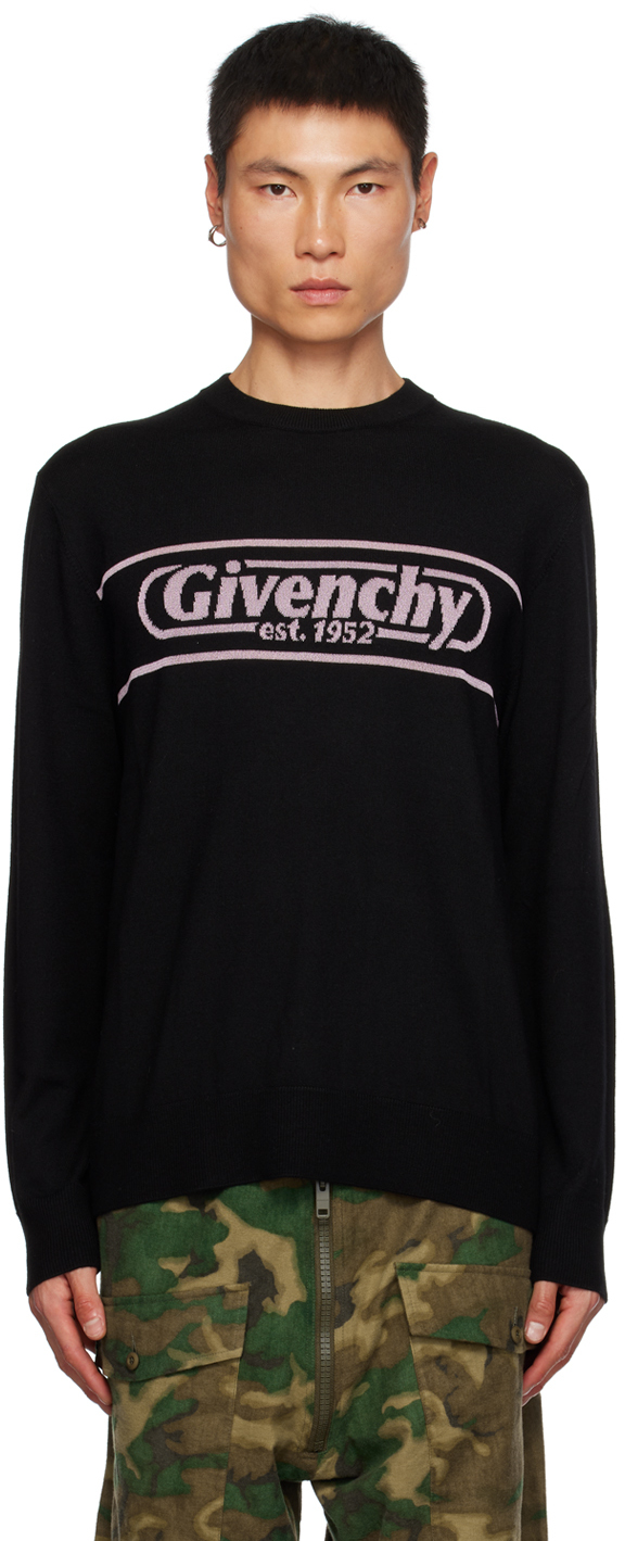 Givenchy Pull Noir à Logo En Tricot Jacquard Ssense France