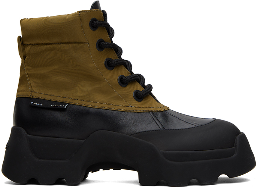 Proenza Schouler: Black & Tan Stomp Boots | SSENSE Canada