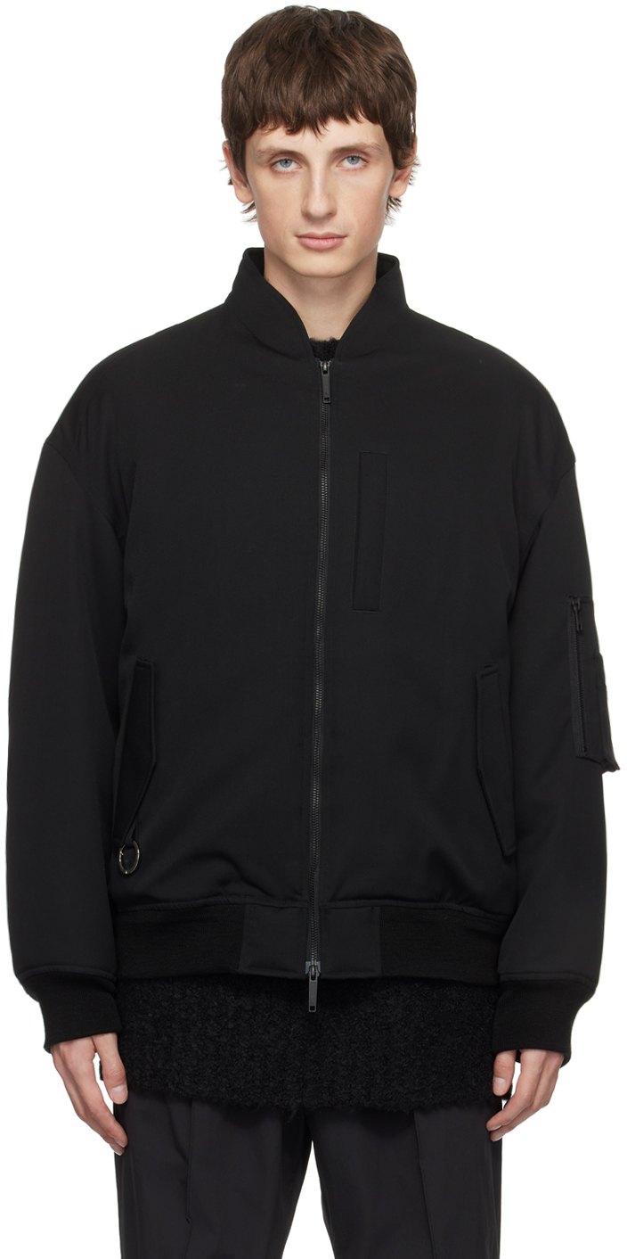 Th products: Black 3D Collar Bomber Jacket | SSENSE Canada