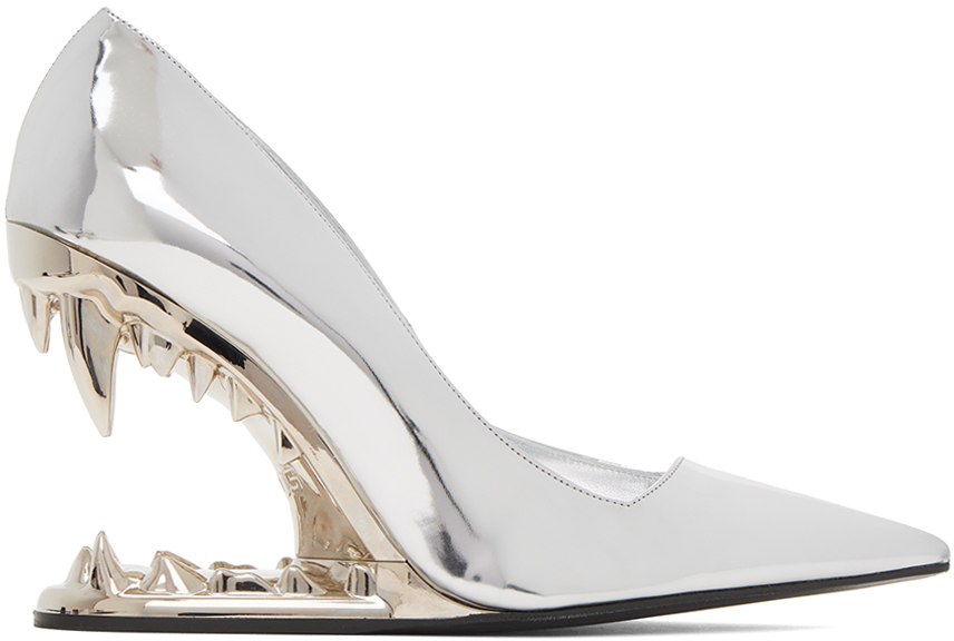 GCDS: Silver Morso Mirror Pumps | SSENSE Canada