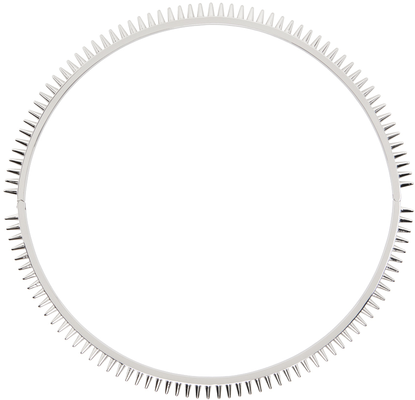 Silver Spike Round Choker by We11done on Sale