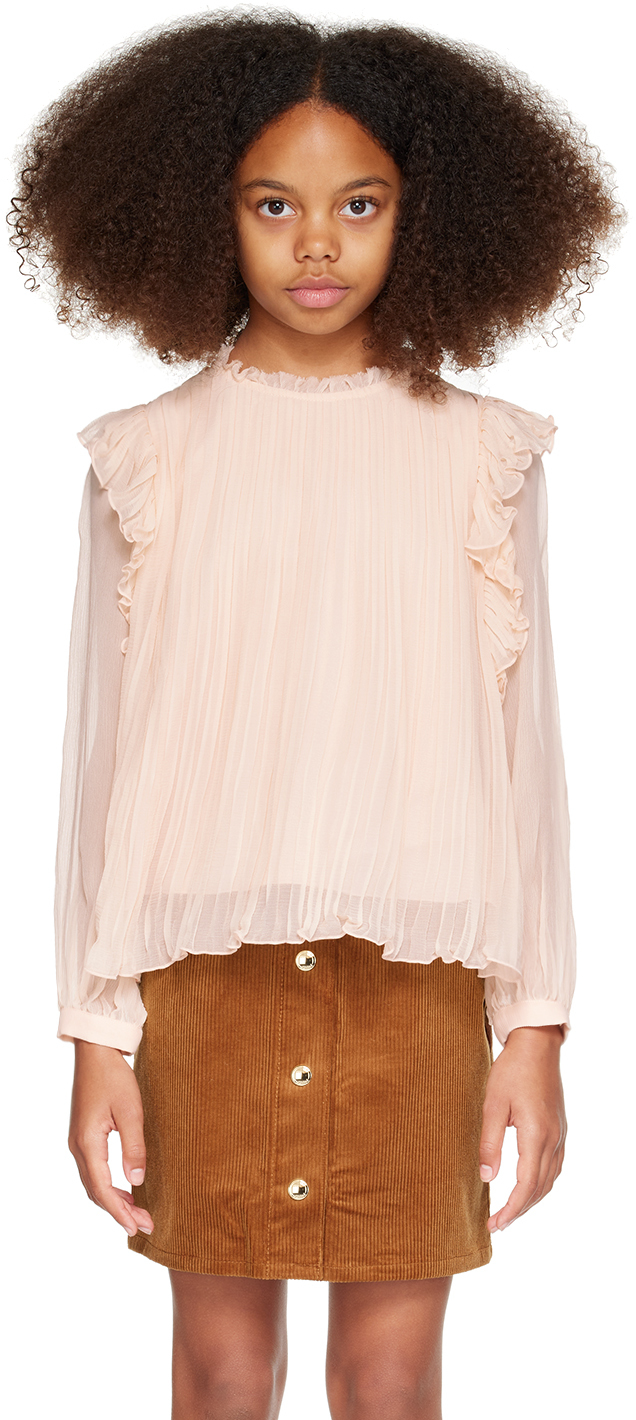 Kids Pink Pleated Blouse by Chloé on Sale