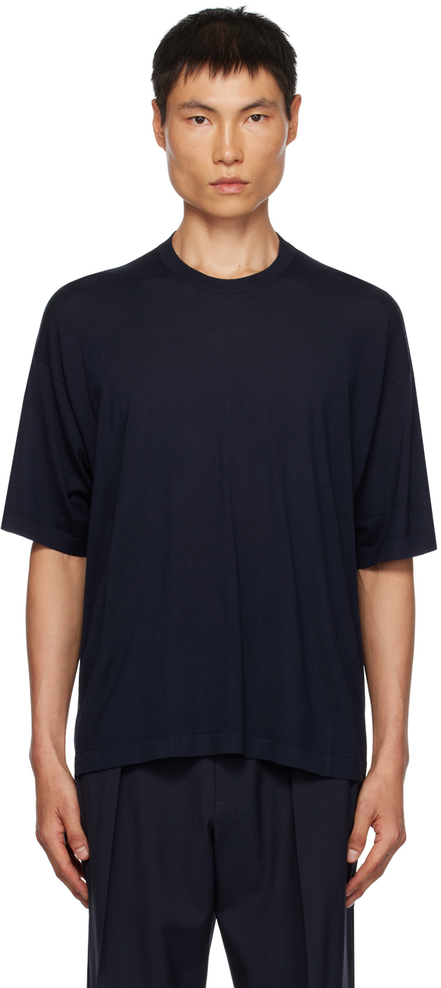 The Row: T-shirt Dlomu bleu marine | SSENSE France