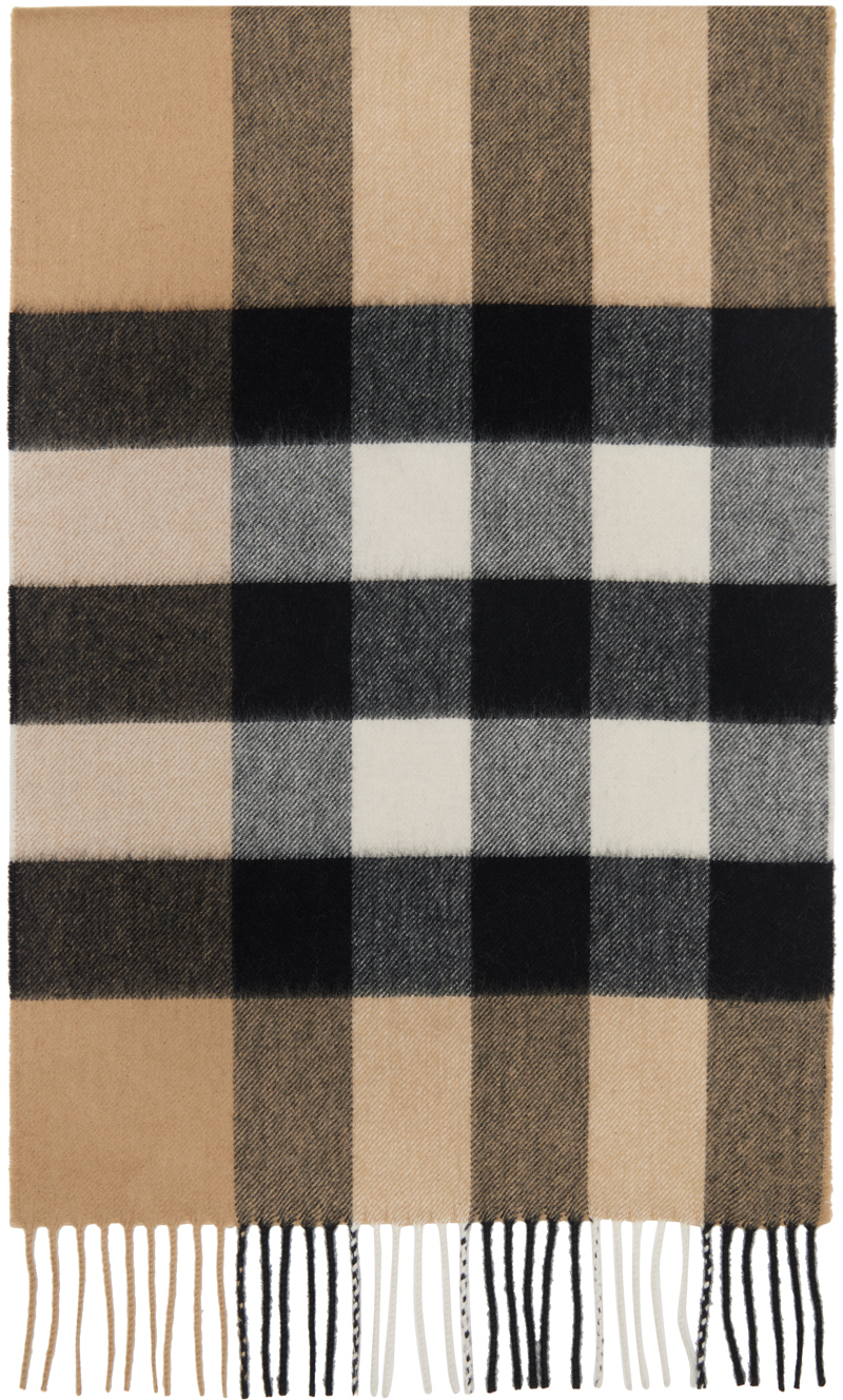 Burberry: Brown Check Scarf | SSENSE