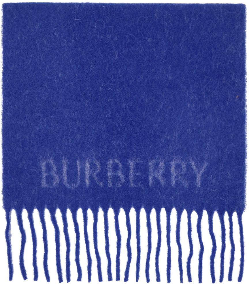 Burberry: Blue EKD Scarf | SSENSE Canada