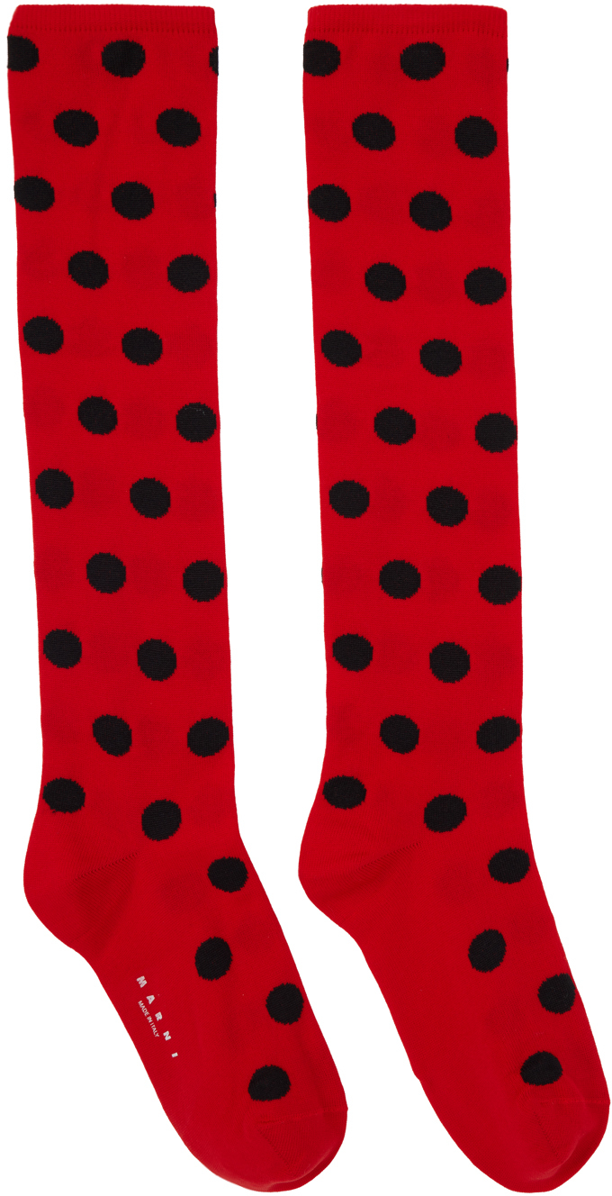 Marni Red And Black Polka Dots Socks Ssense Uk
