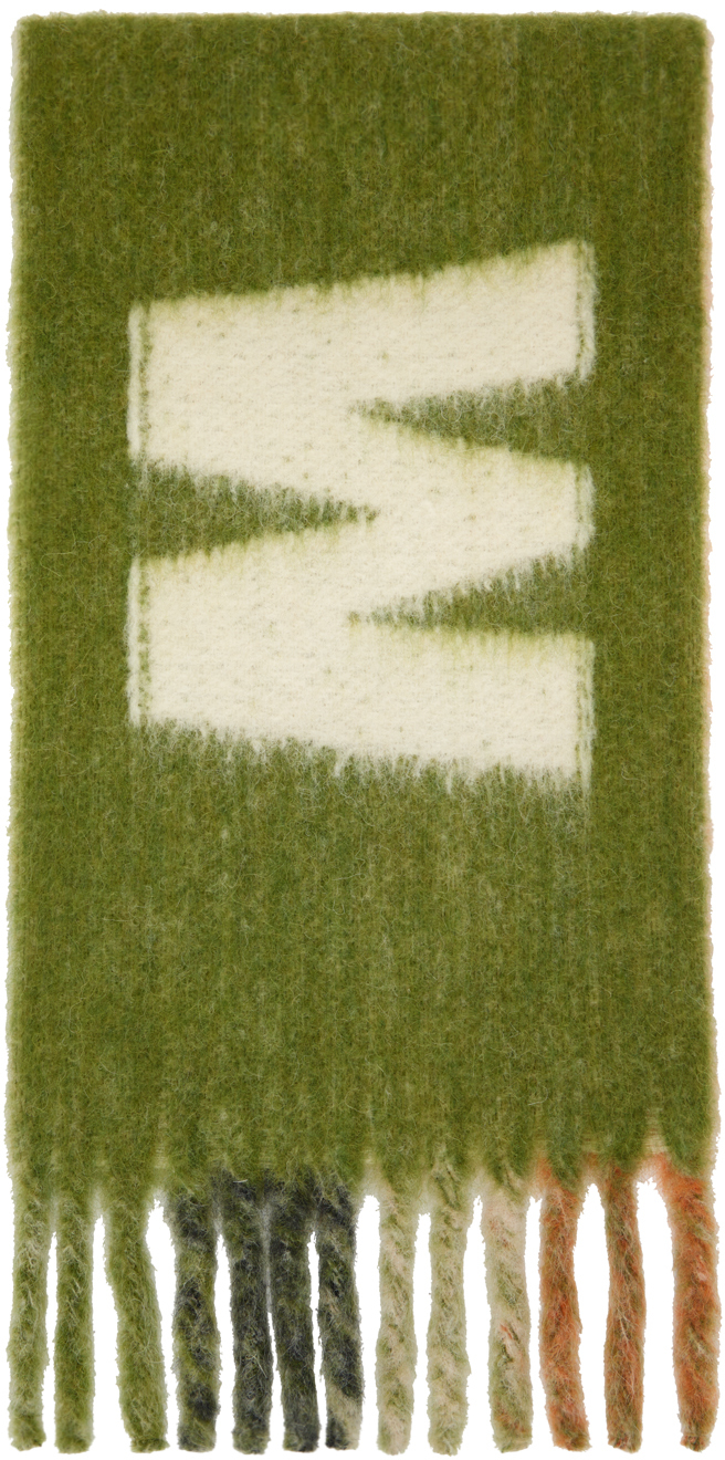 Green Striped Logo Scarf by Marni on Sale
