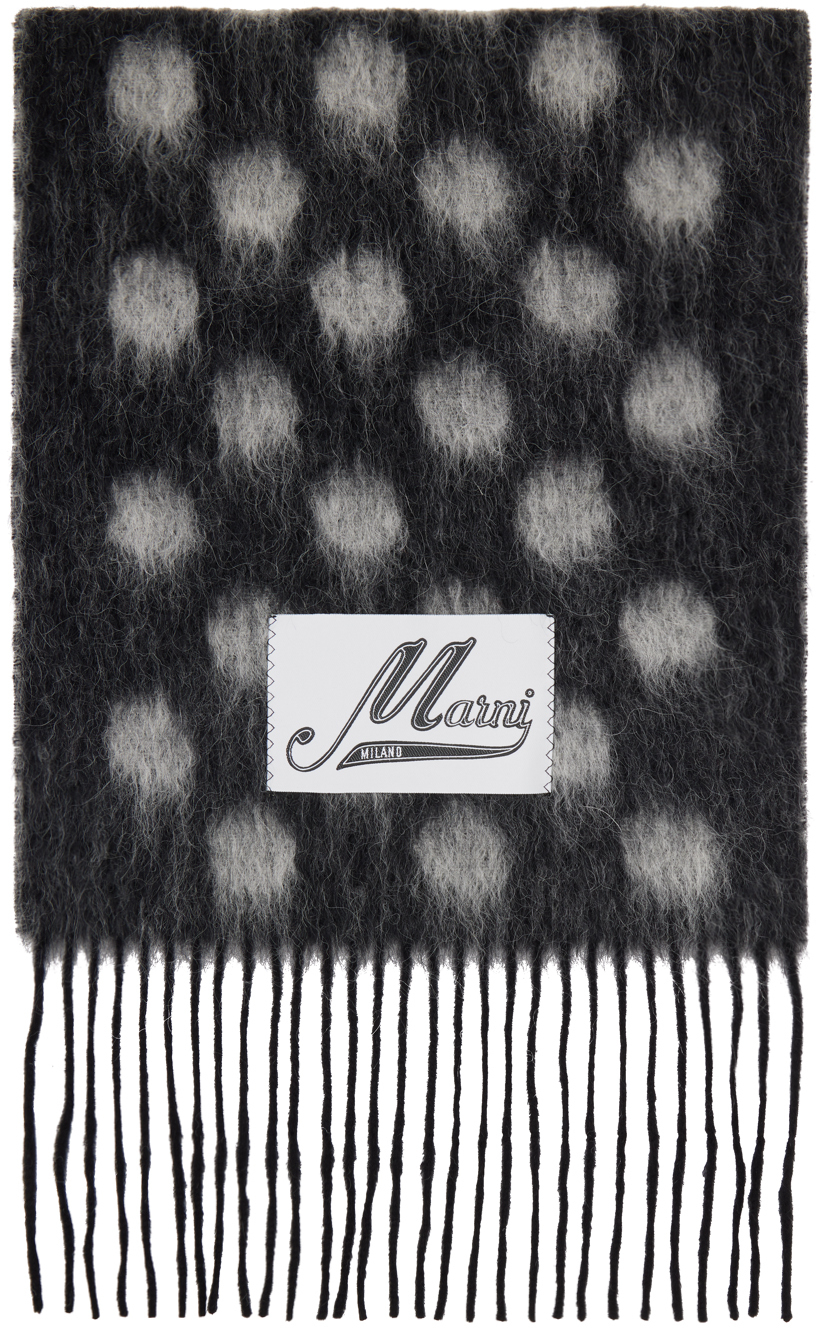 Black Polka Dot Scarf by Marni on Sale