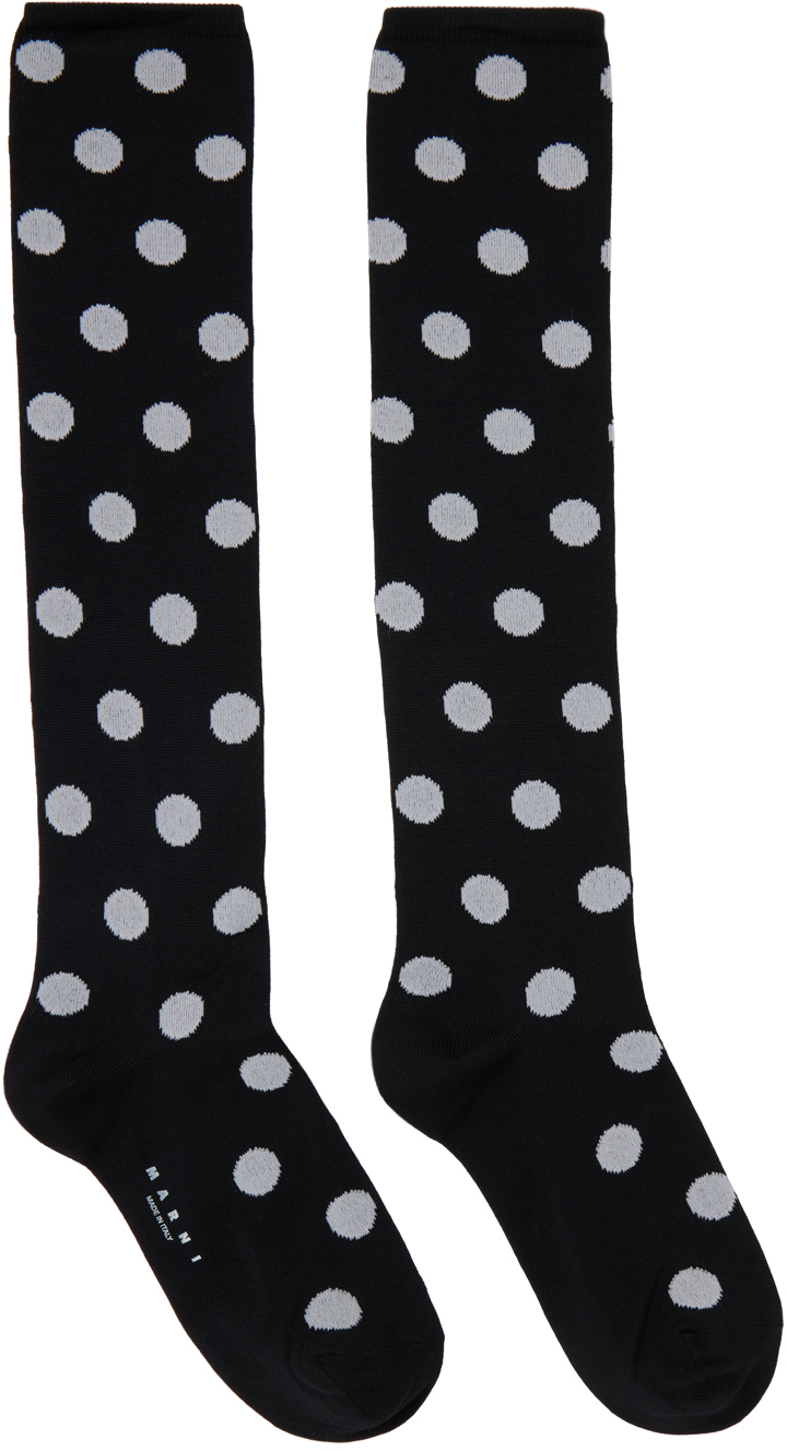 Black And White Polka Dots Socks By Marni On Sale