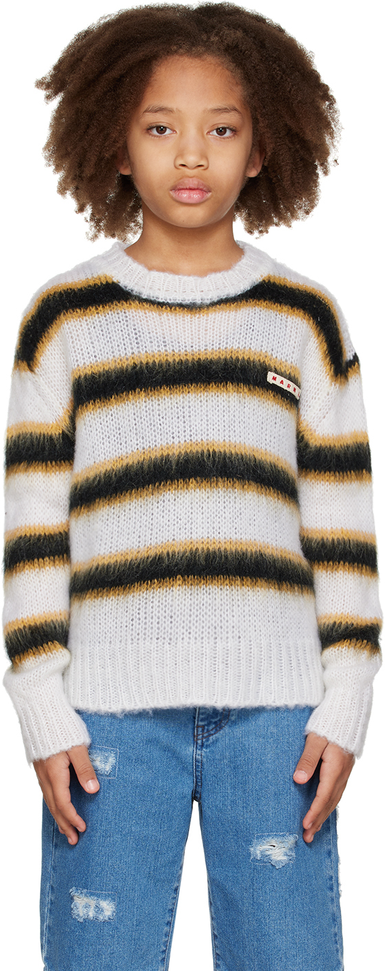 Enfant Pull Blanc Cassé à Rayures Par Marni Ssense France
