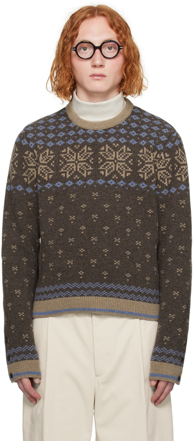 Brown Crewneck Sweater by Thom Browne on Sale