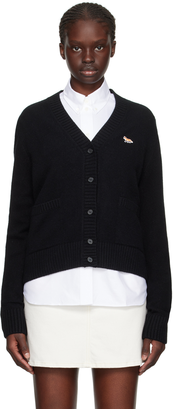 Black Baby Fox Cardigan by Maison Kitsuné on Sale