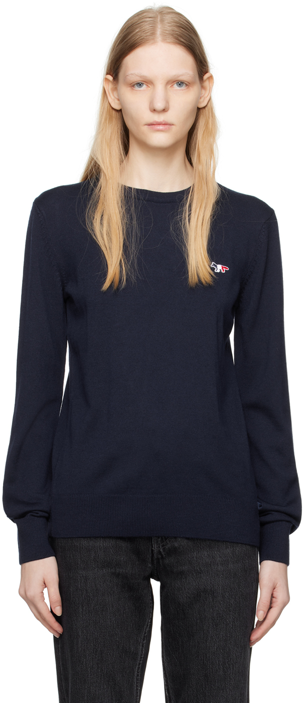 Maison Kitsuné: Navy Tricolor Fox Sweater | SSENSE UK