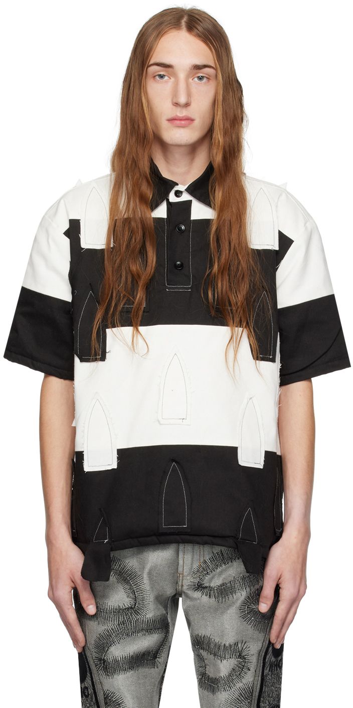 Who Decides War: Black & White Blocked Window Polo | SSENSE UK