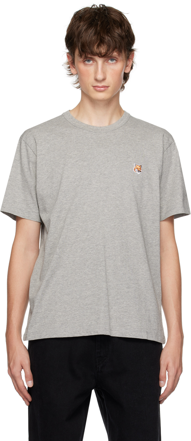 Gray Fox Head T-Shirt by Maison Kitsuné on Sale