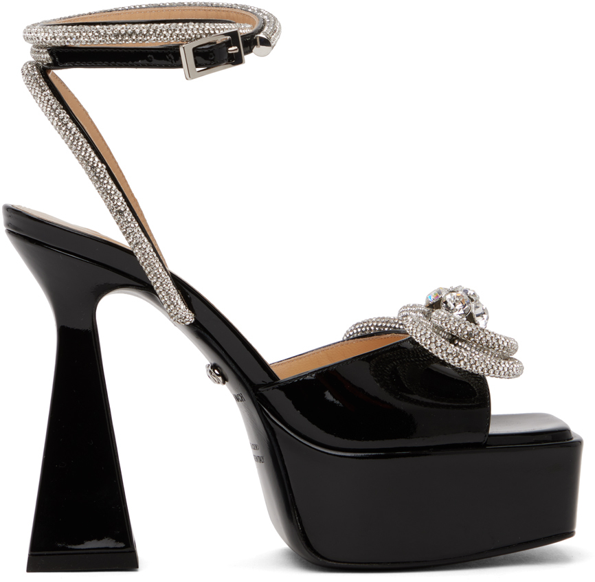 Sandales à talon bottier 140 noires à boucle étagée MACH & MACH en solde