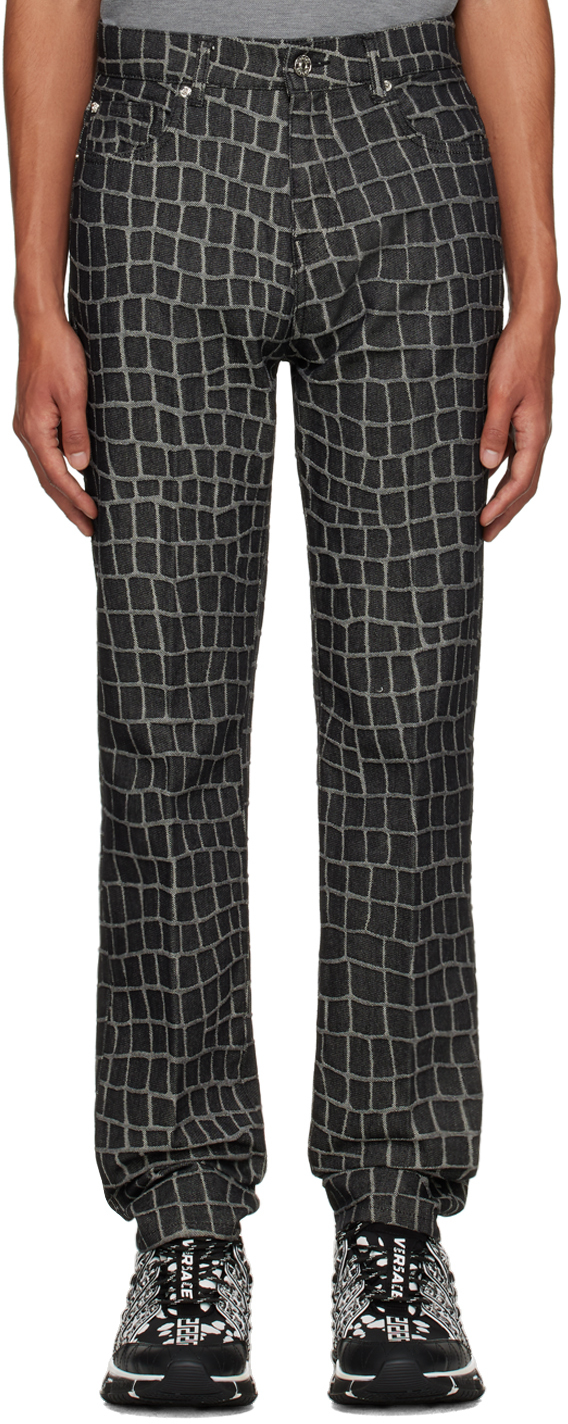 Gray Jacquard Jeans by Versace on Sale