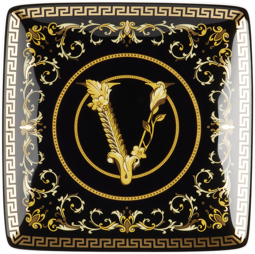 Black Rosenthal Virtus Gala Tray by Versace | SSENSE Canada