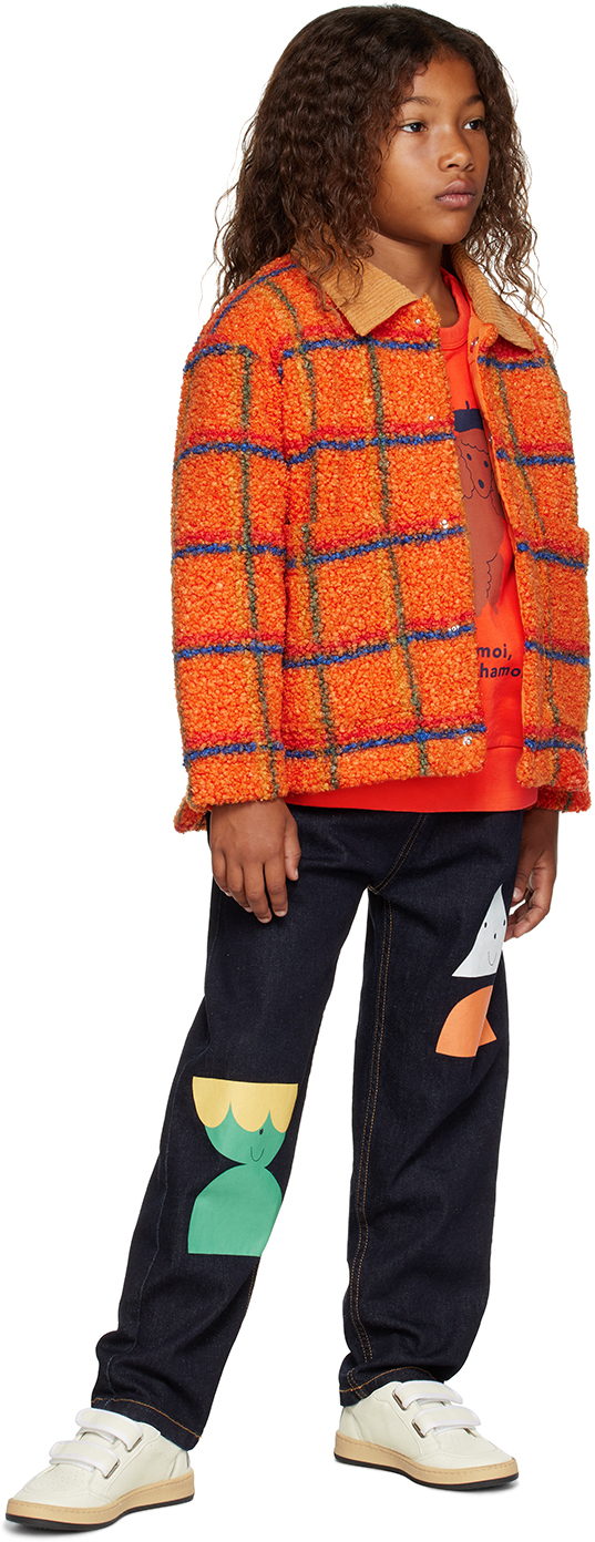Tinycottons Kids Orange Check Jacket In Summer Red | ModeSens