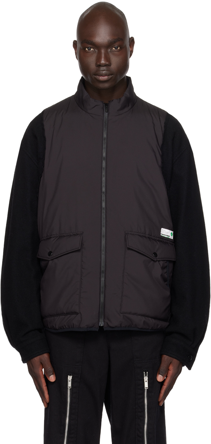 Black Paneled Jacket by UNDERCOVER on Sale