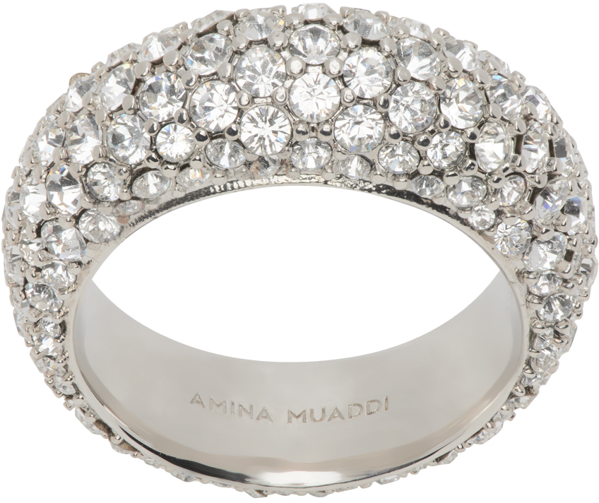 Silver Cameron Ring by Amina Muaddi on Sale