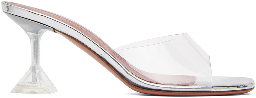Transparent Lupita Glass Slipper Heeled Sandals by Amina Muaddi on Sale