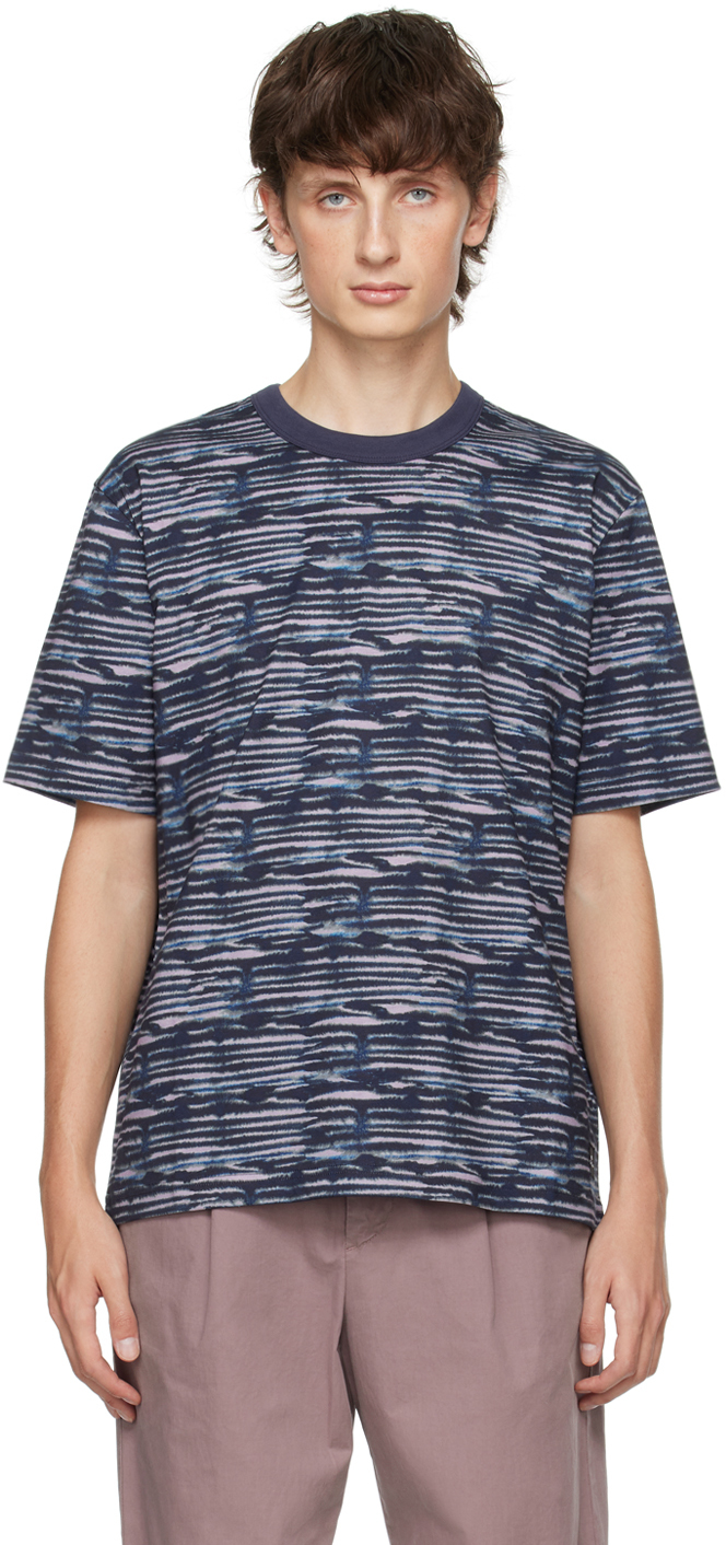Navy Tie-Dye Stripe T-Shirt by PS by Paul Smith on Sale