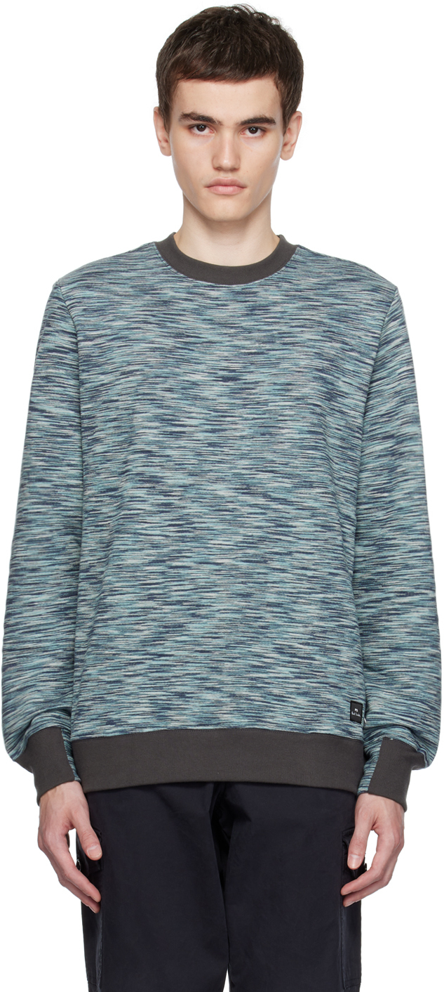 Pull molletonné bleu à rayures PS by Paul Smith en solde