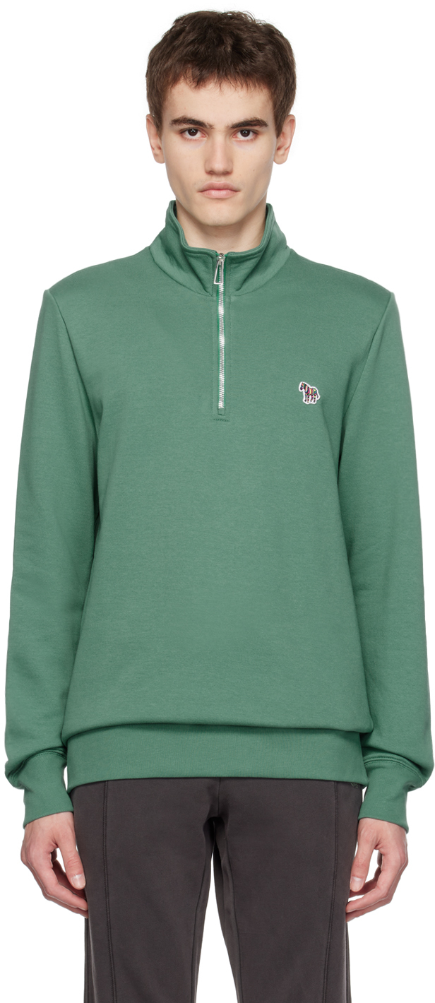 Pull molletonné vert à demi-glissière PS by Paul Smith en solde