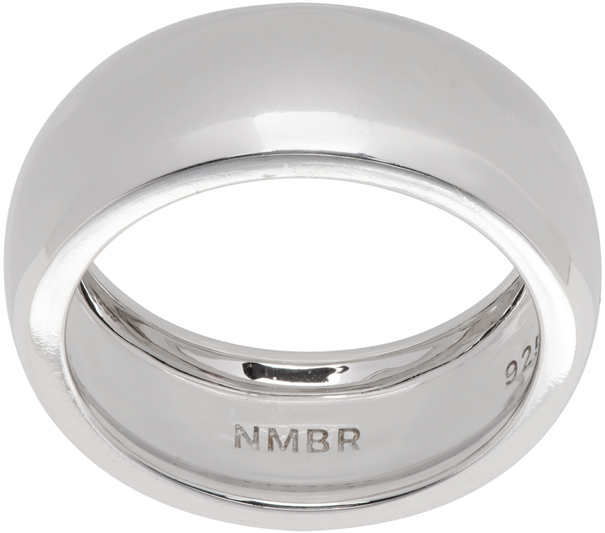 Silver Medium Volume Band Ring by Numbering on Sale