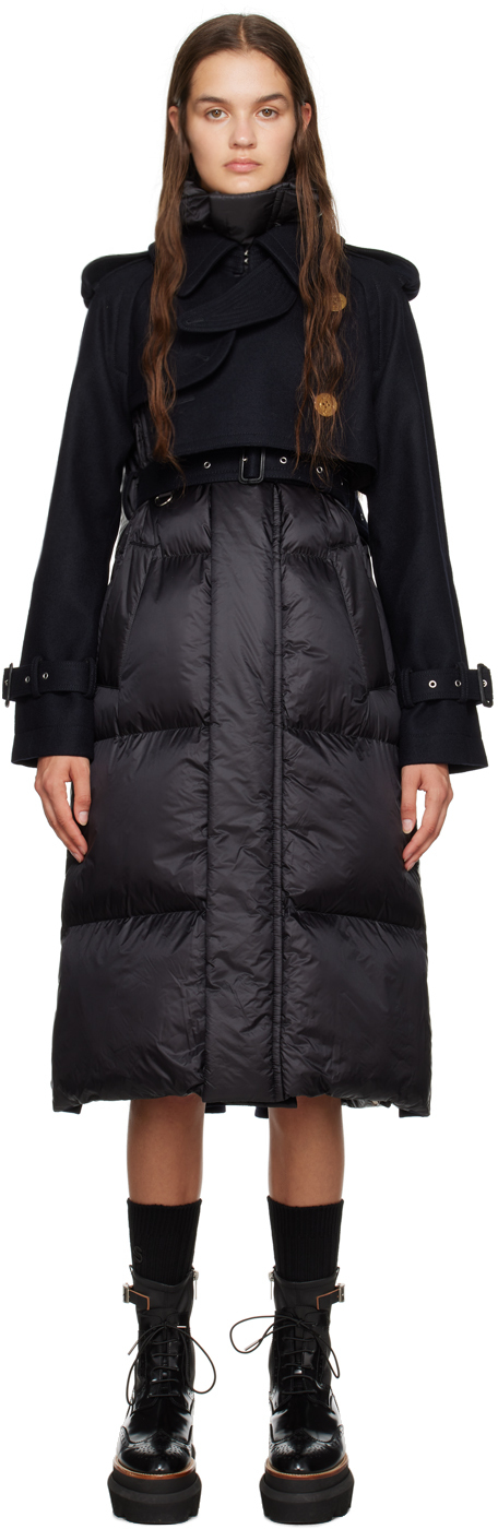 sacai Black Layered Puffer Coat | Smart Closet