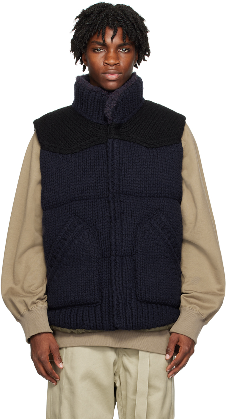 Navy Padded Vest by sacai on Sale