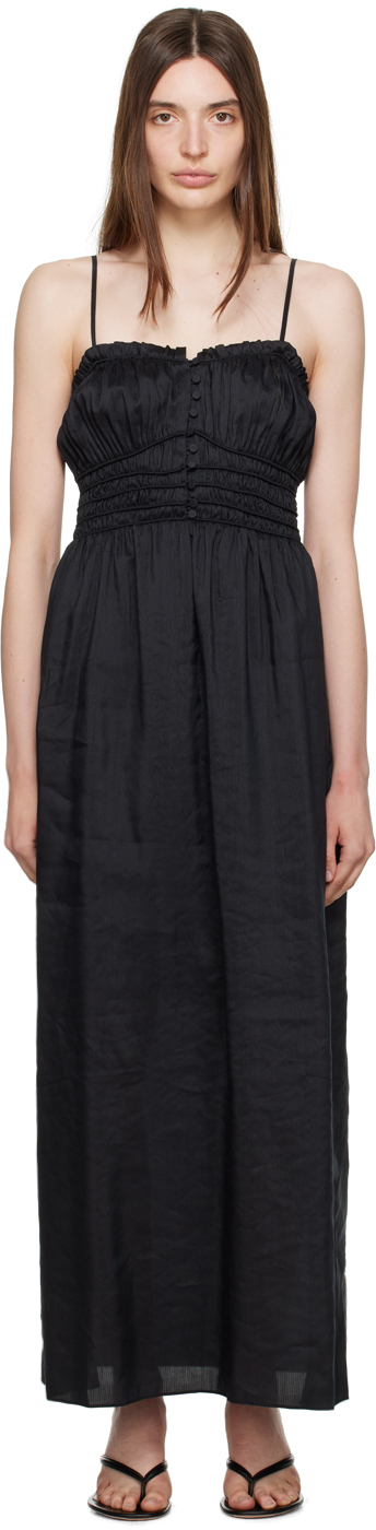 Robe longue noire à ornement câblé Frame en solde