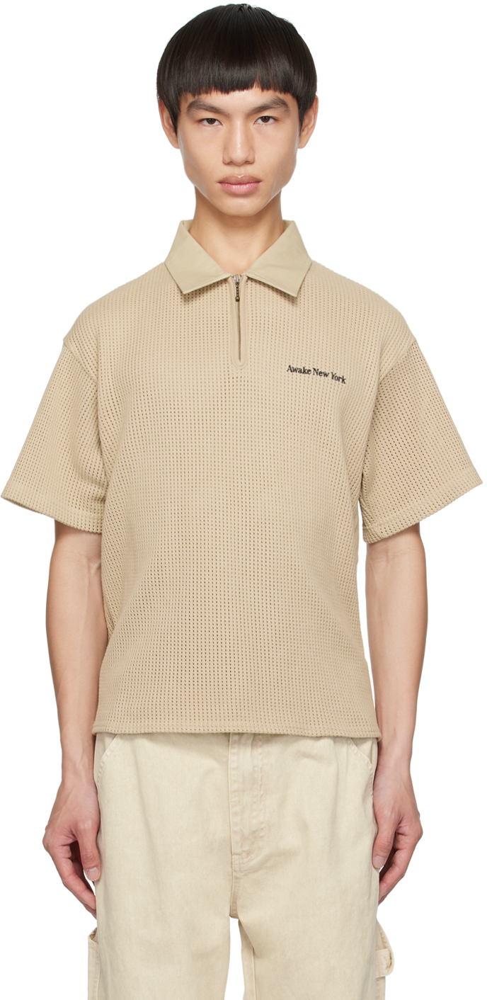 Beige Embroidered Polo by Awake NY on Sale