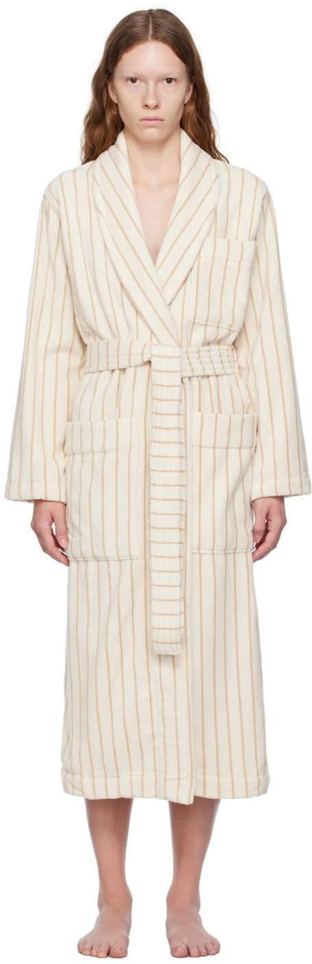 White & Beige Classic Bathrobe by Tekla on Sale