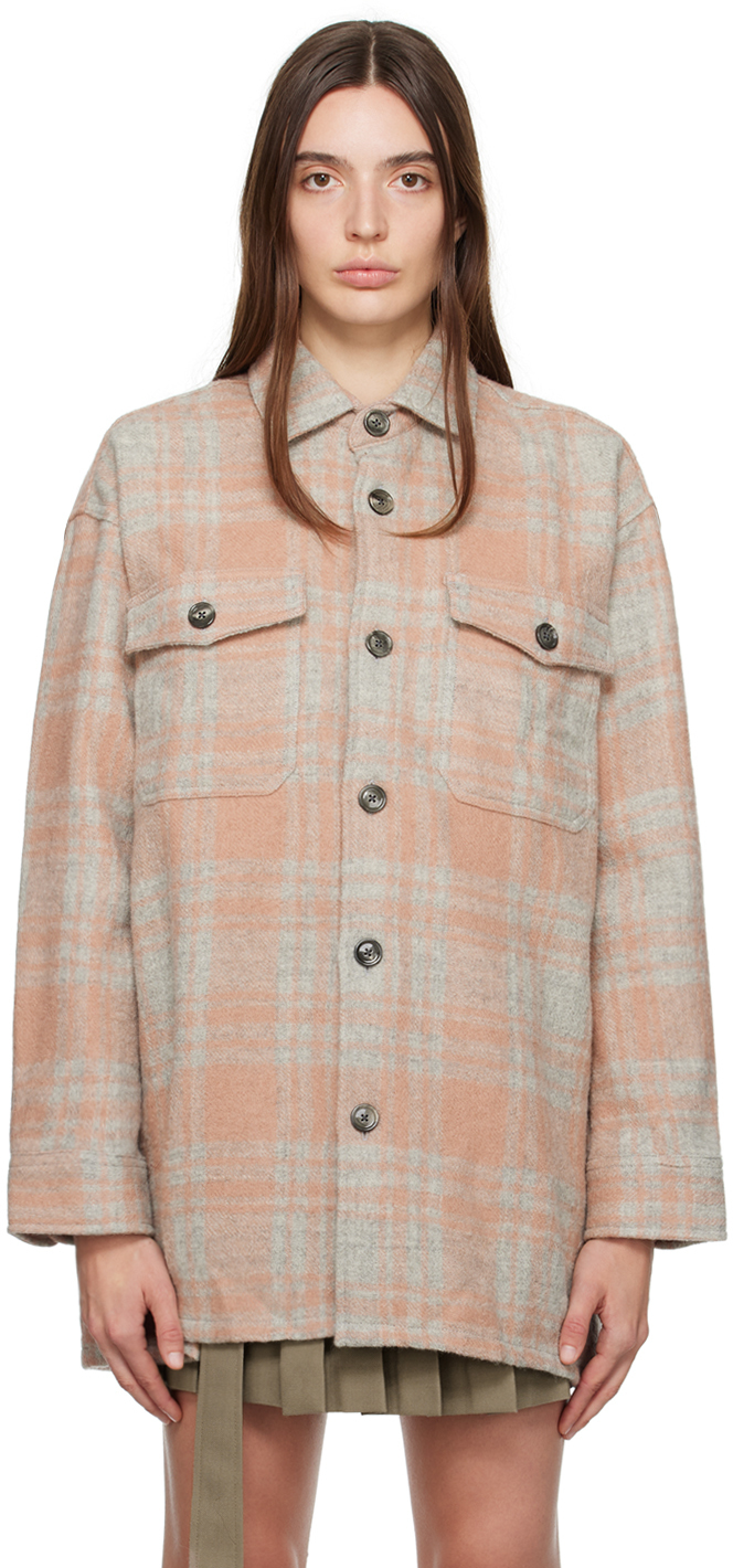 Pink & Gray Plaid Jacket by AMI Paris on Sale