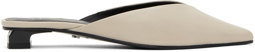 Off-White Pointed Toe Mules by AMI Paris on Sale