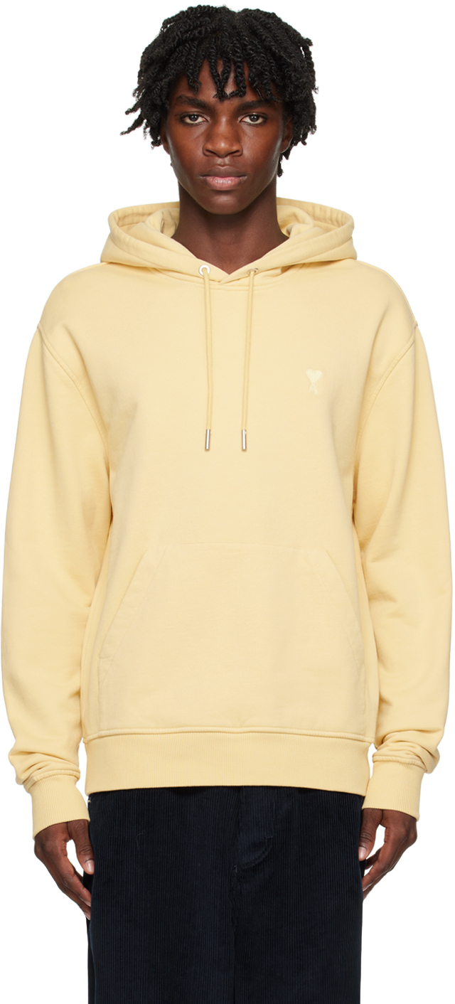Pull à capuche jaune à logo Ami de cœur AMI Paris en solde