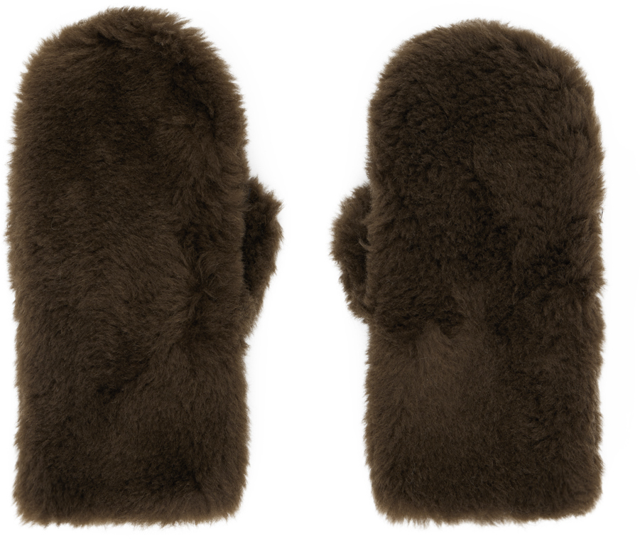 Brown Wool Mittens by Yves Salomon - Meteo on Sale
