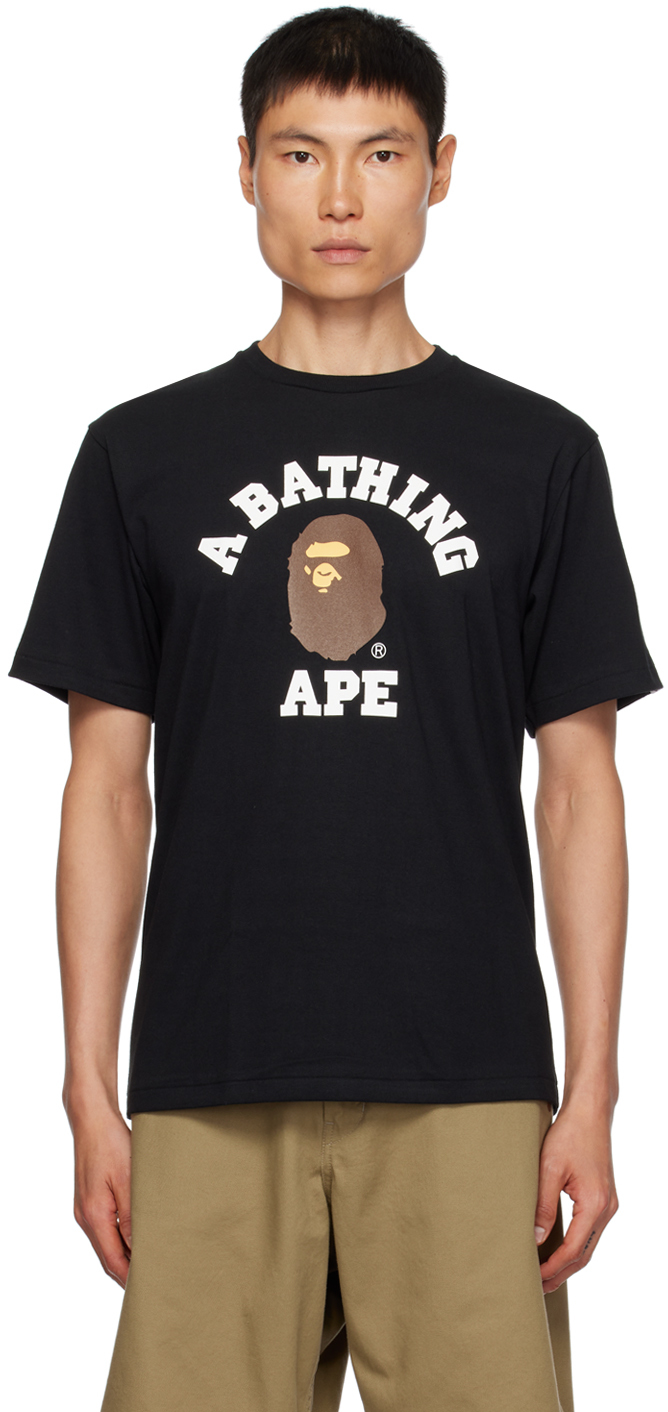 BAPE: Black College T-Shirt | SSENSE