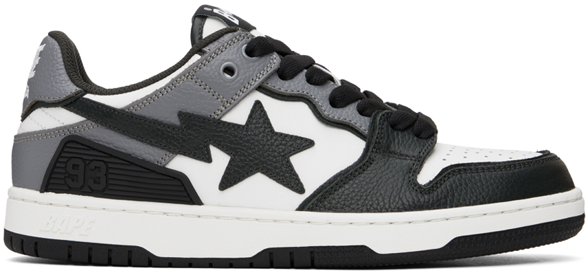 BAPE: White & Black SK8 STA #5 M1 Sneakers | SSENSE UK