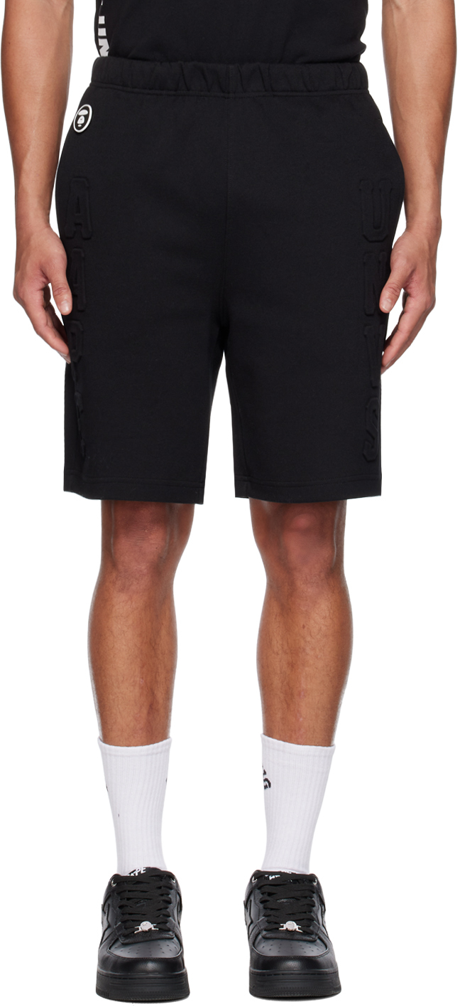 Black Embossed Shorts by AAPE by A Bathing Ape on Sale