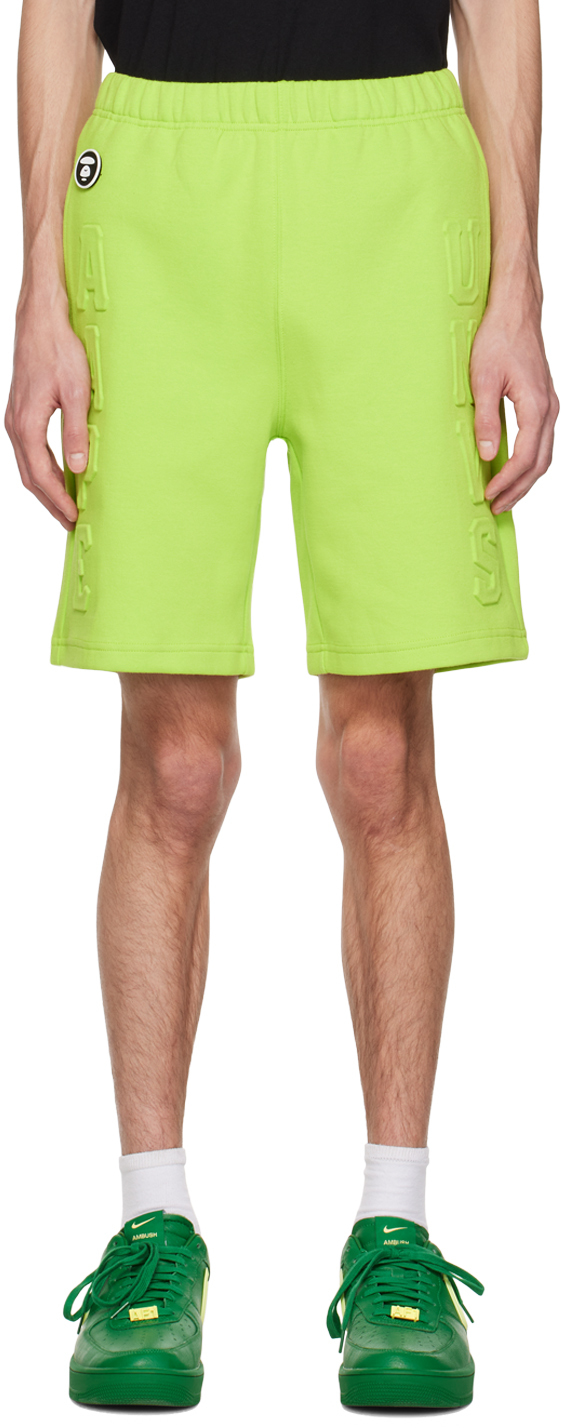 Green Embossed Shorts by AAPE by A Bathing Ape on Sale