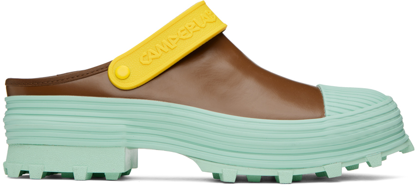 CAMPERLAB: Sabots Traktori brun et bleu | SSENSE France