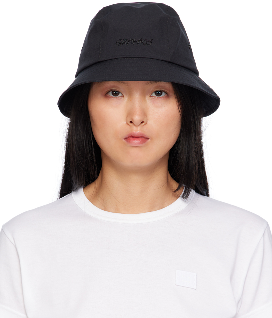 Black Embroidered Bucket Hat by Gramicci on Sale
