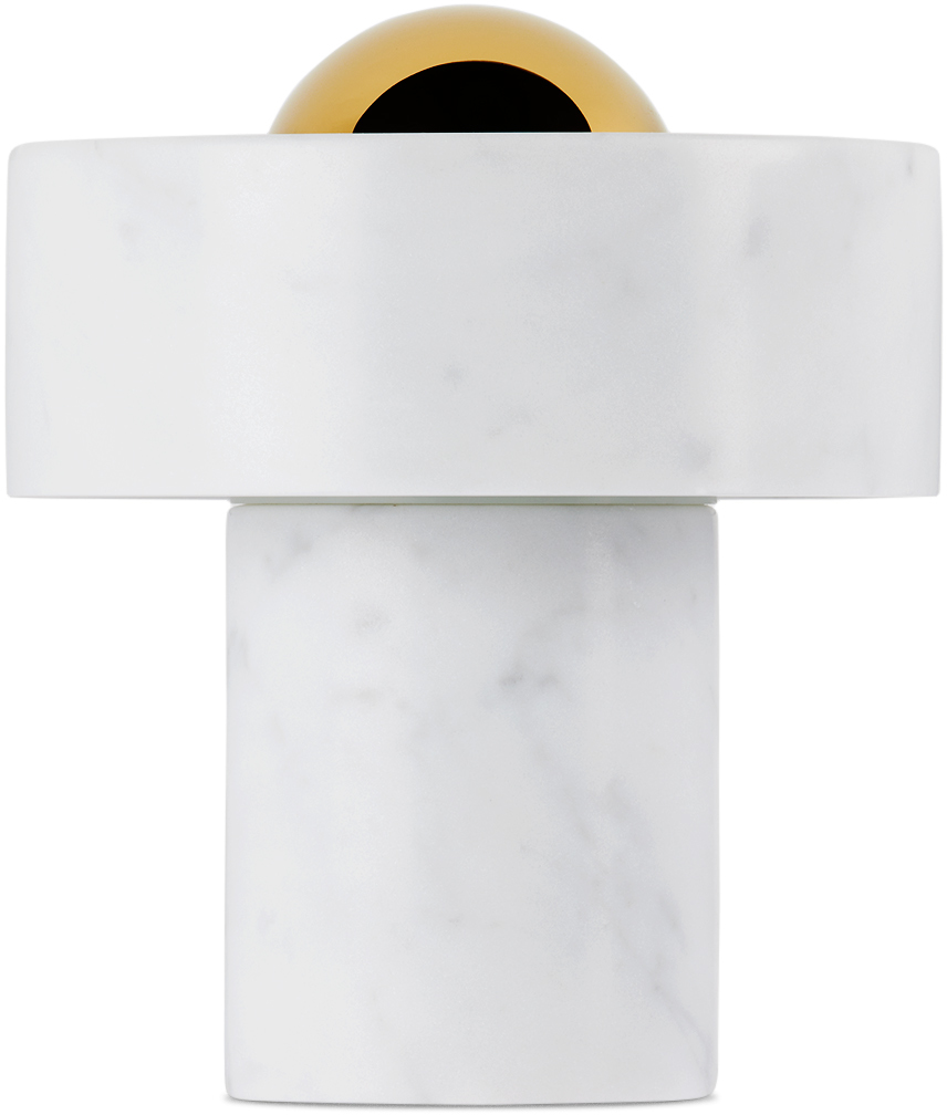 White & Gold Stone Portable LED Lamp by Tom Dixon | SSENSE
