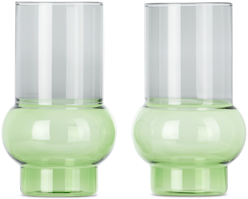 Green Tall Bump Glasses Set by Tom Dixon | SSENSE